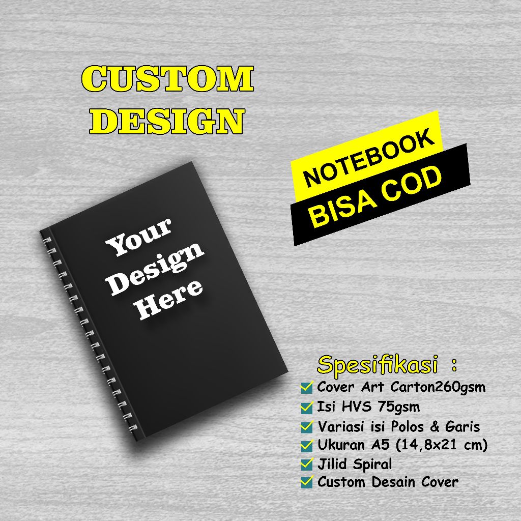 Jual Notebook Custom A5 | Block Note Custom | Note Book Spiral | Shopee Indonesia