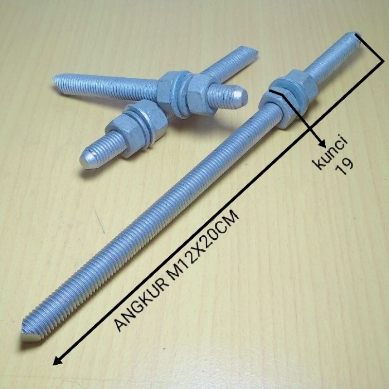 Jual angkur lem m12x20cm galvanis hotdip mur kunci 19 angkur lem angkur ...