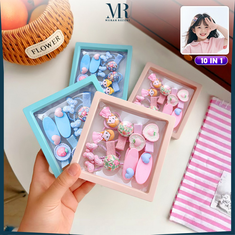 Jual Hair Clip Aksesoris Rambut 10IN1 Jepit Rambut Set Karet Rambut ...