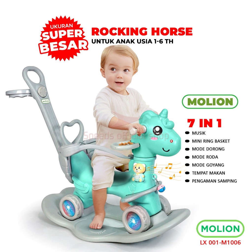 Jual MOLION TOYS SNI Mainan Kuda Kudaan Rocking Horse 3in1 Mainan Anak ...