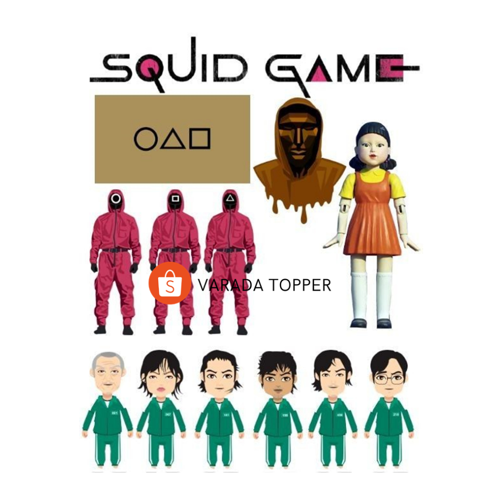 Jual SQUID GAME/Topper Birthday Squid Game Free Custom Nama/Hiasan Cake ...