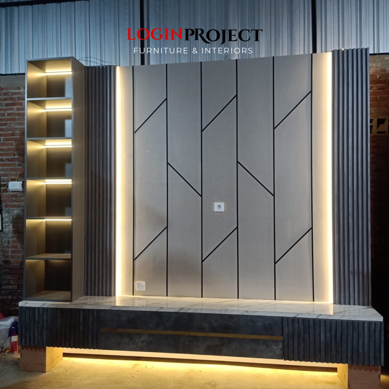 Jual [KHUSUS PULAU JAWA & BALI] Backdrop TV Minimalis Aesthetic Modern ...