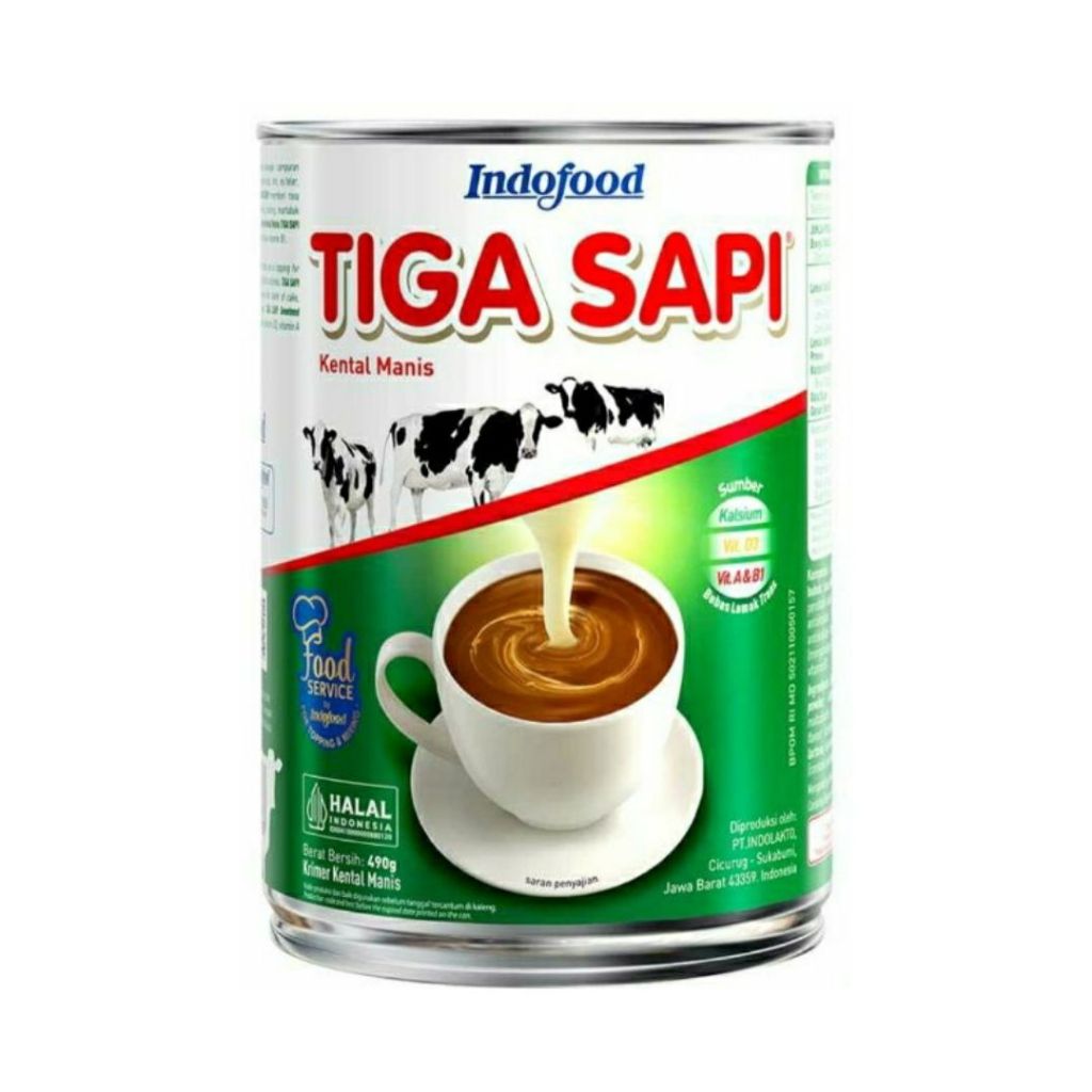 Jual SALE!! Tiga Sapi Susu Krimer Kental Manis Kaleng Plain 490gr 1 pcs ...