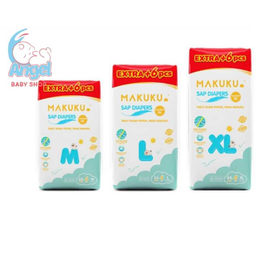 Jual MAKUKU DIAPERS COMFORT FIT JUMBO SIZE M60+6 / L54+6 / XL44+6 PANTS | Shopee Indonesia