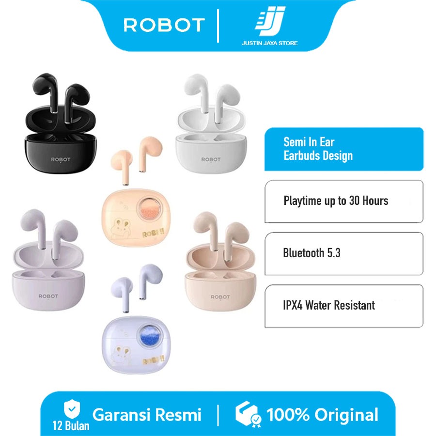 Jual Headset Bluetooth Robot Fybuds T10S Original True Wireless ...