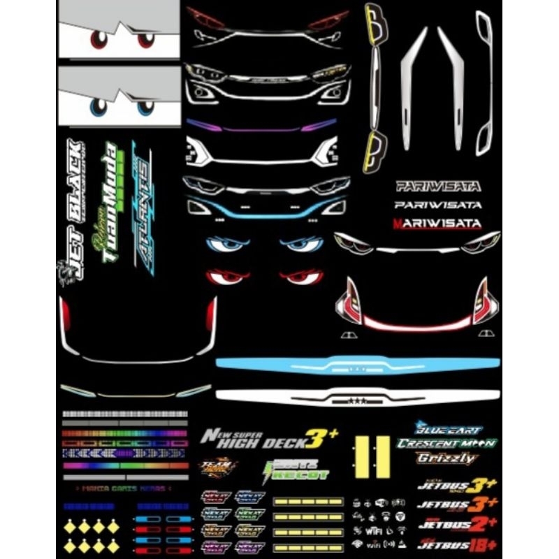 Jual Sticker Miniatur Bus Sticker Lampu Bus Bahan vynil BELUM DIPOTONG ...