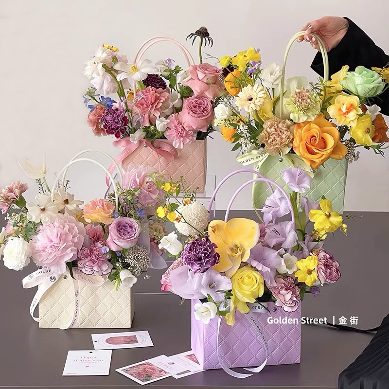 Jual [10063] Flower Box Motif Tas Tenteng | Kotak Bunga Motif Tas Buket ...