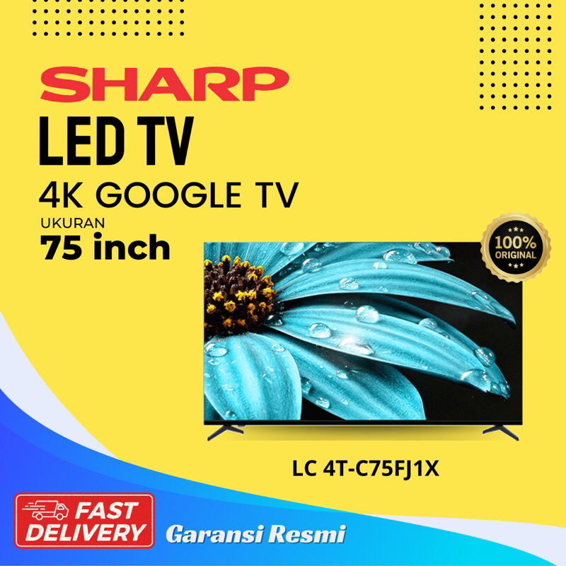 Jual LED GOOGLE TV SHARP 4T-C75FJ1i SMART GOOGLE TV 75 INCH 4K UHD FRAMELESS | Shopee Indonesia