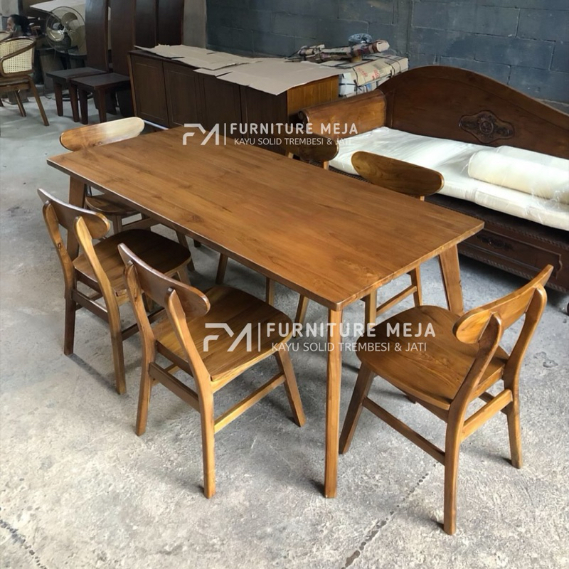 Jual Dining Set Meja Makan Minimalis Kursi Ropan 6pcs | Shopee Indonesia