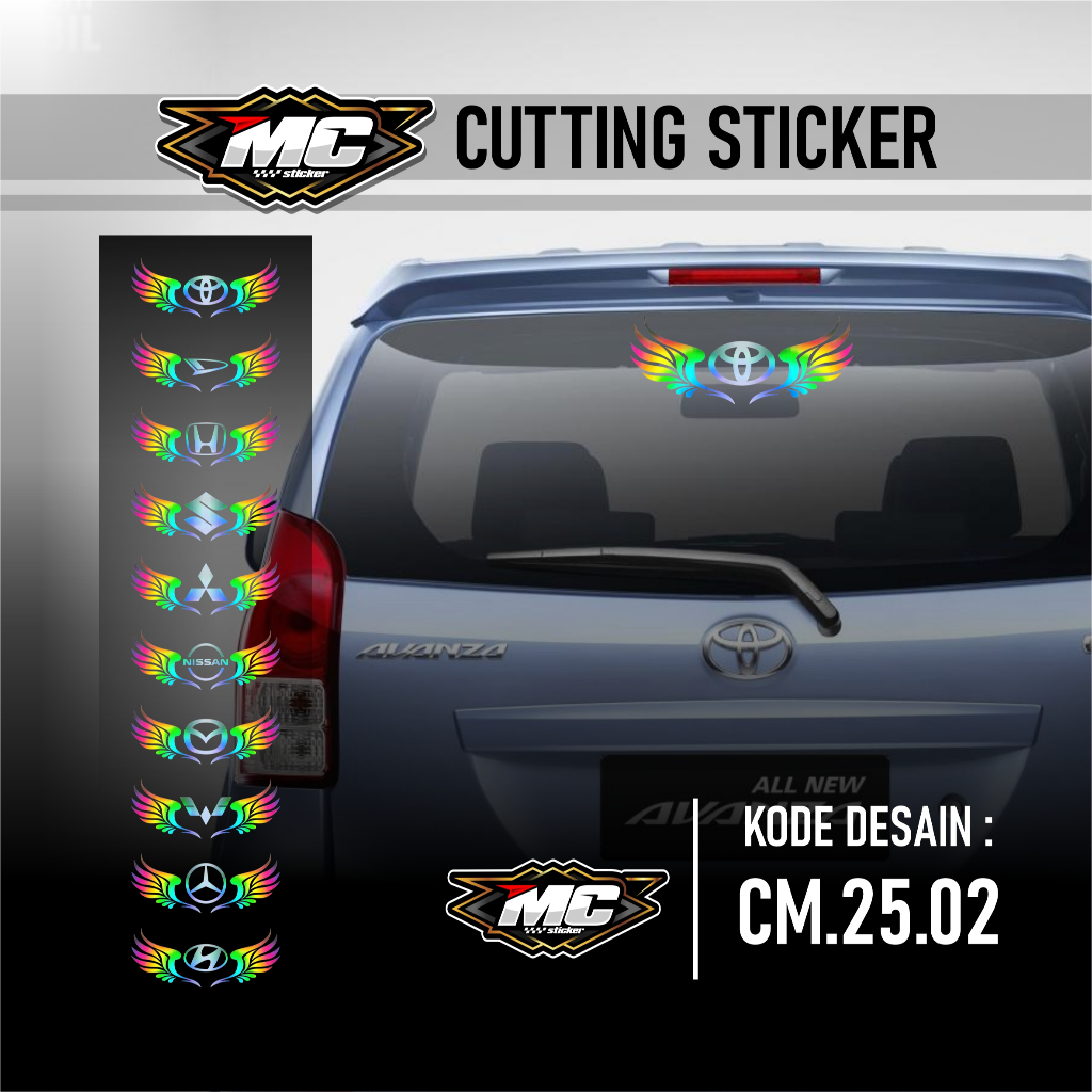 Jual Stiker Hologram Laser Chrome Pelangi Logo Mobil Model Sayap ...