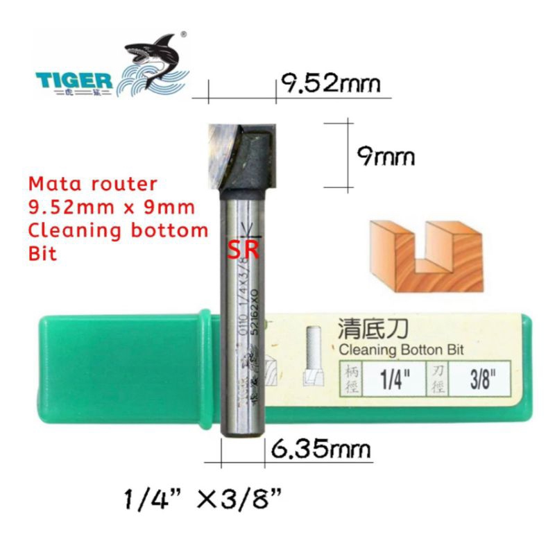 Jual Mata Router/ Profil 10mm × 10mm As 1/4 × 3/8 Cleaning Bottom Bits ...