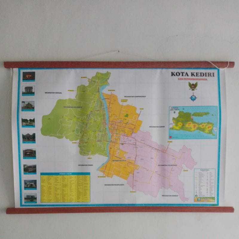 Jual Peta Kota Kediri Bingkai ukuran kecil 102x72cm | Shopee Indonesia