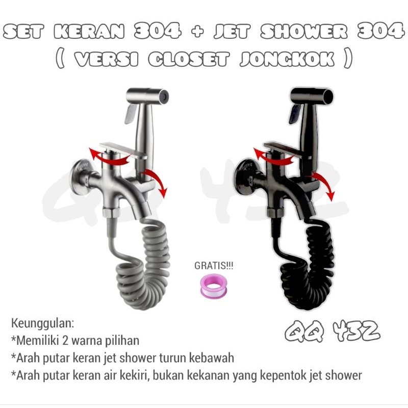Jual [New Item] Set keran closet jongkok 304 Kepala jet shower closet ...