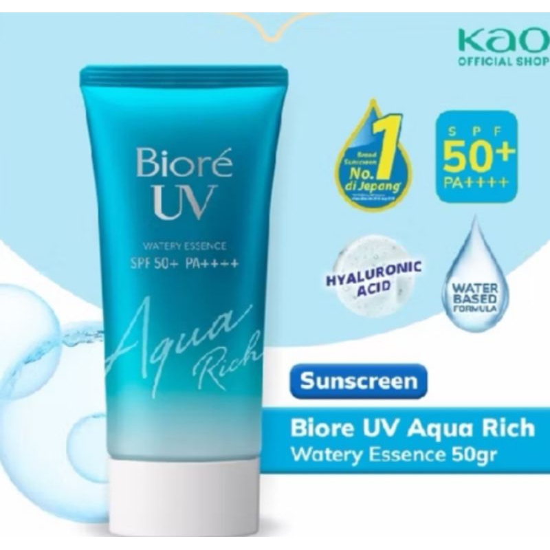Jual Biore UV Aqua Rich Sunscreen Watery Essence SPF 50 PA ++++ 50 ml | Shopee Indonesia