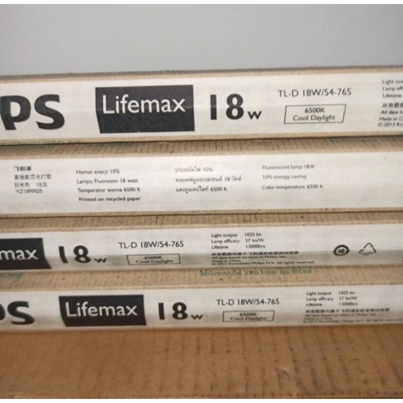 Jual Philips TLD 18W/54 Putih / TL Lampu Neon 18 Watt Cool Daylight 6500K Lifemax Philips ...