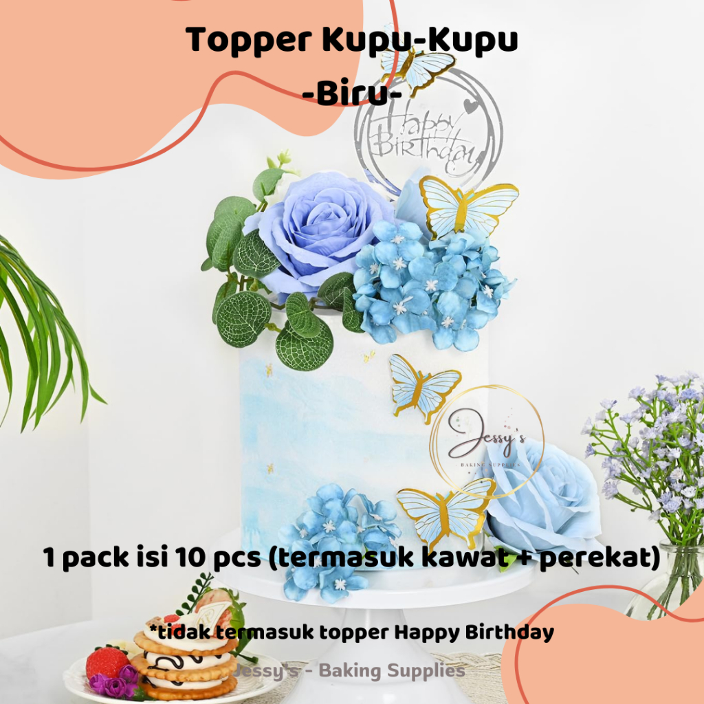 Jual Kupu Kupu Topper (Biru) Kue Cake, Hiasan Kue Ulang Tahun, Korean ...