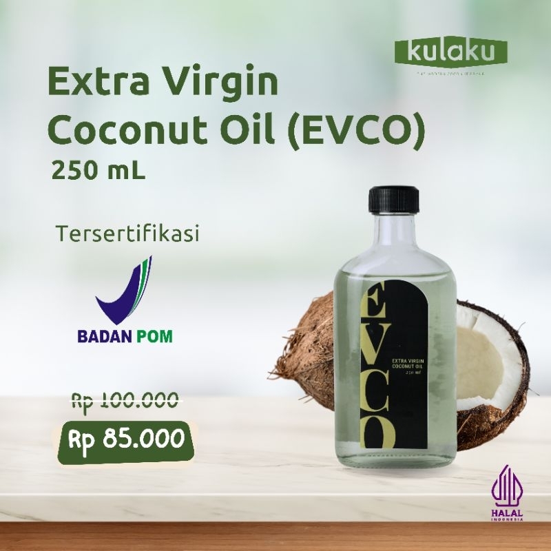 Jual EVCO - EXTRA VIRGIN COCONUT OIL KULAKU | Botol Kaca 250ml | Shopee Indonesia