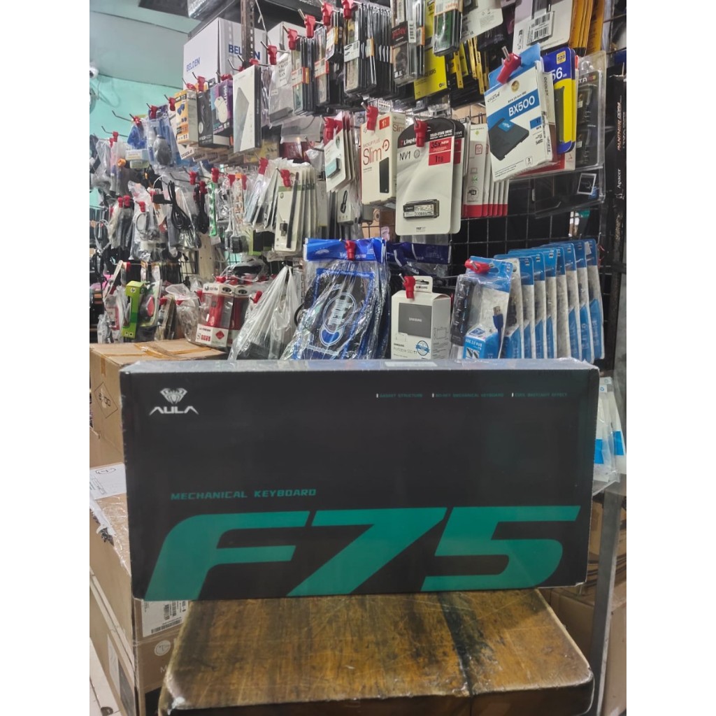 Jual Aula F75 - 3-Mode 80-Keys Hotswappable Mechanical Keyboard Ready Black + Dark Blue + Orange ...