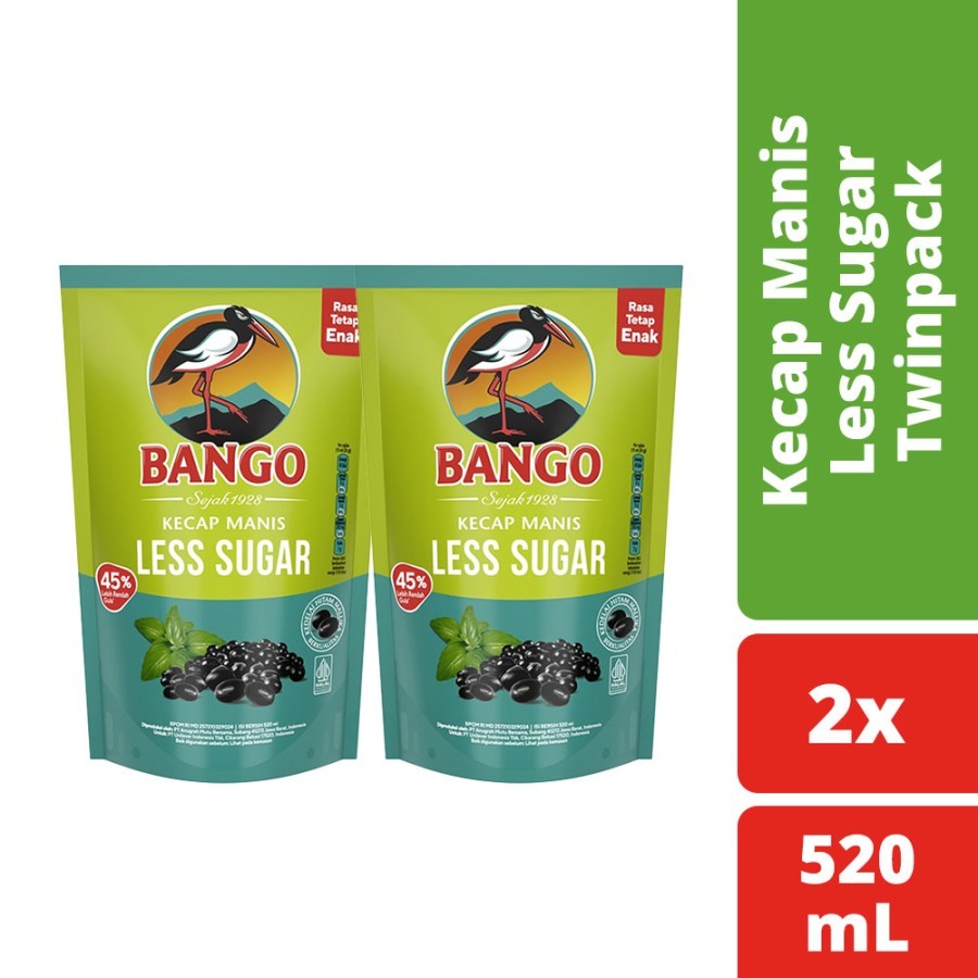 Jual [ Twin Pack ] Bango Kecap Manis Less Sugar 520ml Kemasan Pouch ...