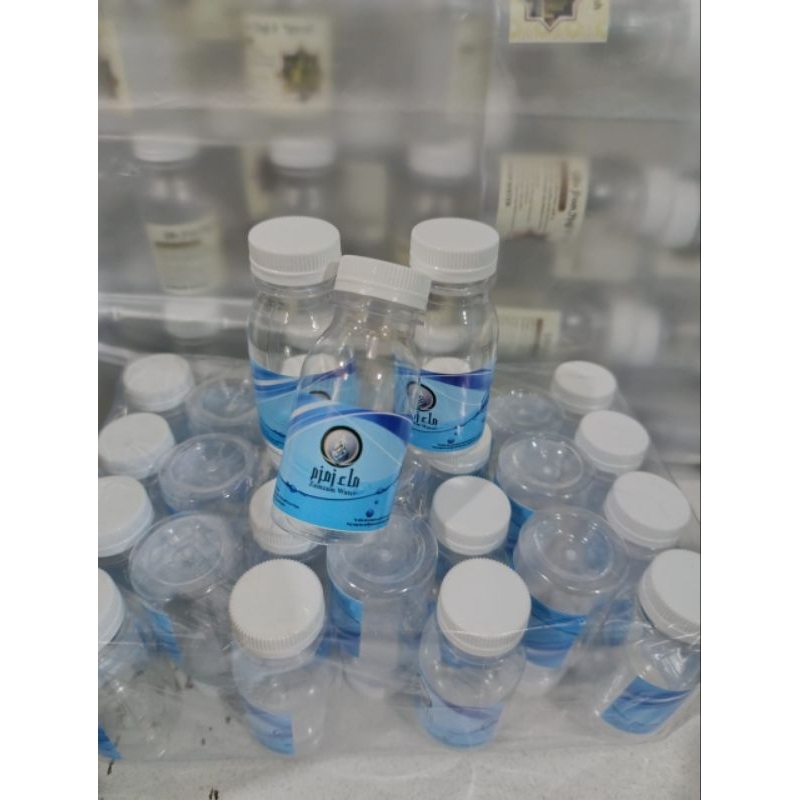 Jual botol kosong air zam zam stiker biru dan cream 60/80ml.Isi 25pcs ...