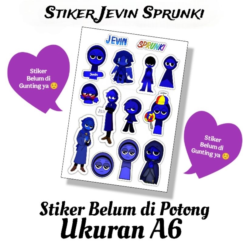 Jual STIKER JEVIN SPRUNKI / Ukuran A6 Belum dipotong / Sticker Lucu ...