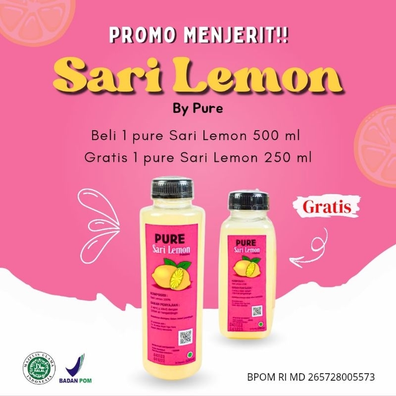 Jual Paket Promo Menjerit !! Beli 1 Pure Sari Lemon 500 ml Gratis 1 ...