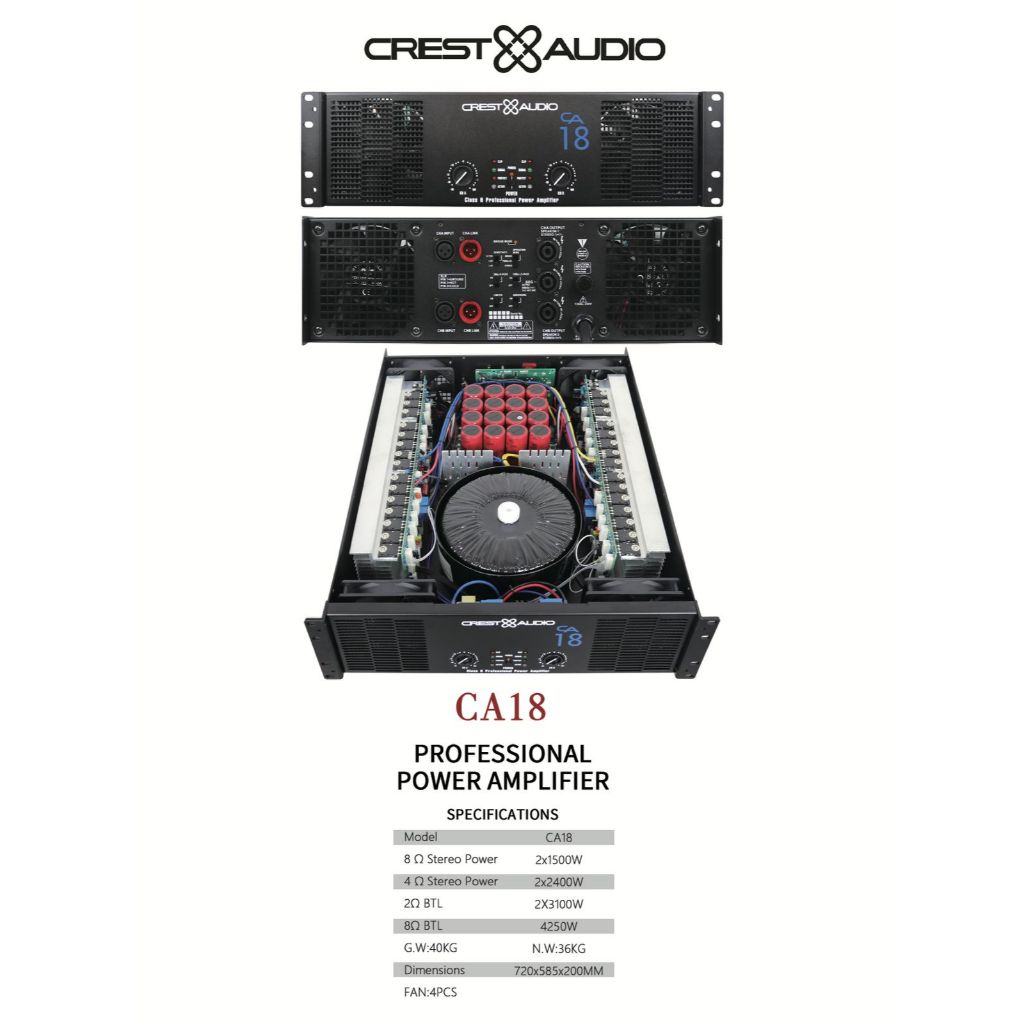 Jual POWER AMPLIFIER CREST AUDIO CA18/CA 18 BODY PANJANG 4kipas | Shopee Indonesia