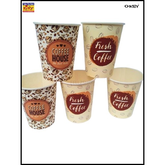 Jual [ 50 Pcs ] Gelas Kertas Motif PAPER CUP 8 oz Tahan Panas Grosir Murah Gelas kertas kopi dan ...