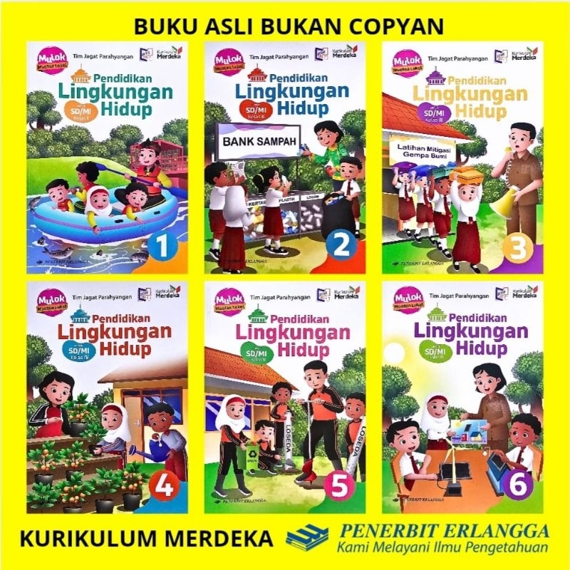 Jual PENDIDIKAN LINGKUNGAN HIDUP KELAS 1 2 3 4 5 6 SD ERLANGGA KURIKULUM MERDEKA KM - BUKU PLH ...
