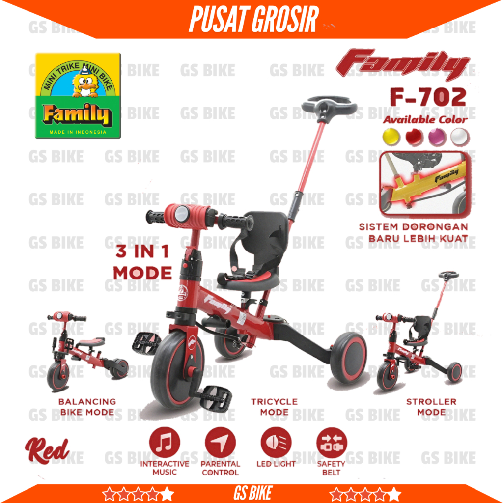 Jual SEPEDA ANAK PUSH BIKE FAMILY F702 / T20-7 Balance bike Anak Multi Fungsi | Shopee Indonesia