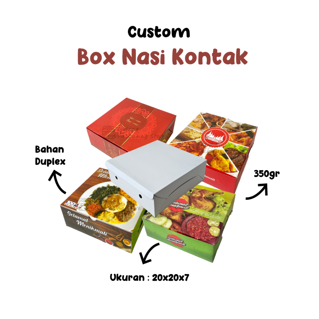 Jual Cetak Custom Box Nasi Ukuran 20x20 | Dus Nasi | Dus Kotak Nasi ...