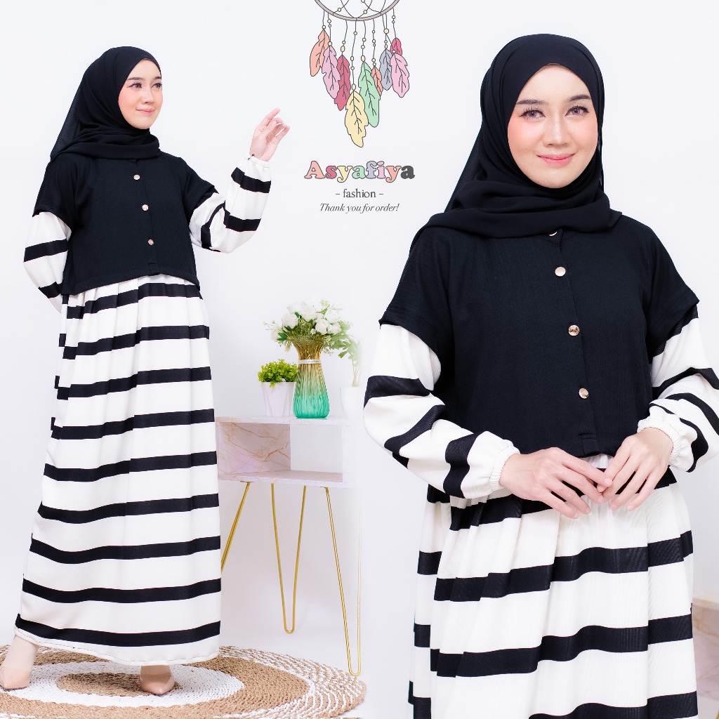 Jual Tania Dress Gamis Salur Knit Gamis Murah Gamis Daily Gamis Busui | Shopee Indonesia