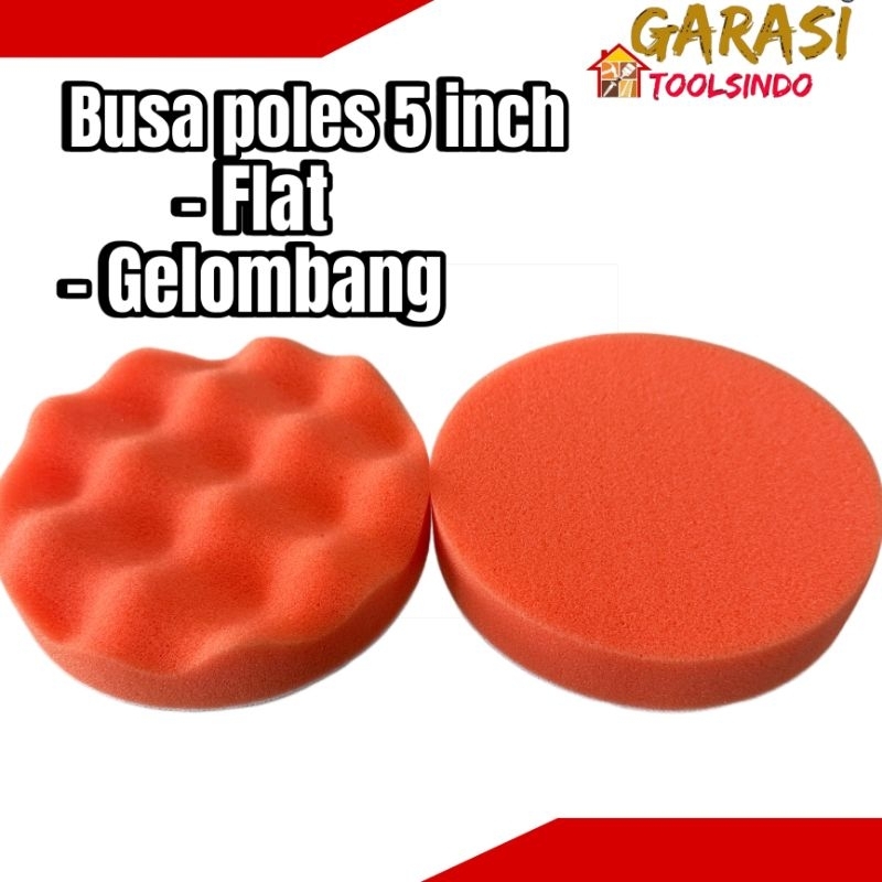 Jual Busa poles orange 5 inch model rata dan gelombang spon mesin poles ...