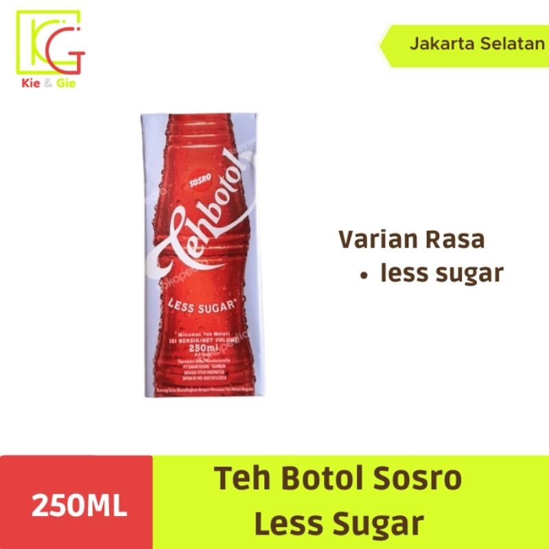 Jual Teh Botol Sosro kotak less Sugar 250 ml (1 dus isi 24 pcs) | Shopee Indonesia
