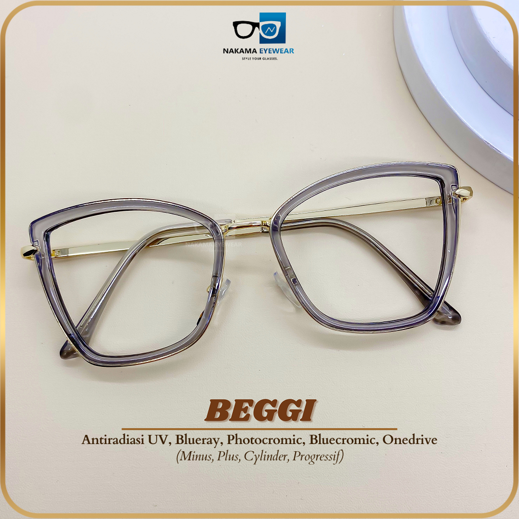 Jual Nakama Eyewear - #123 BEGGI - kacamata wanita model cat eye lebar ...