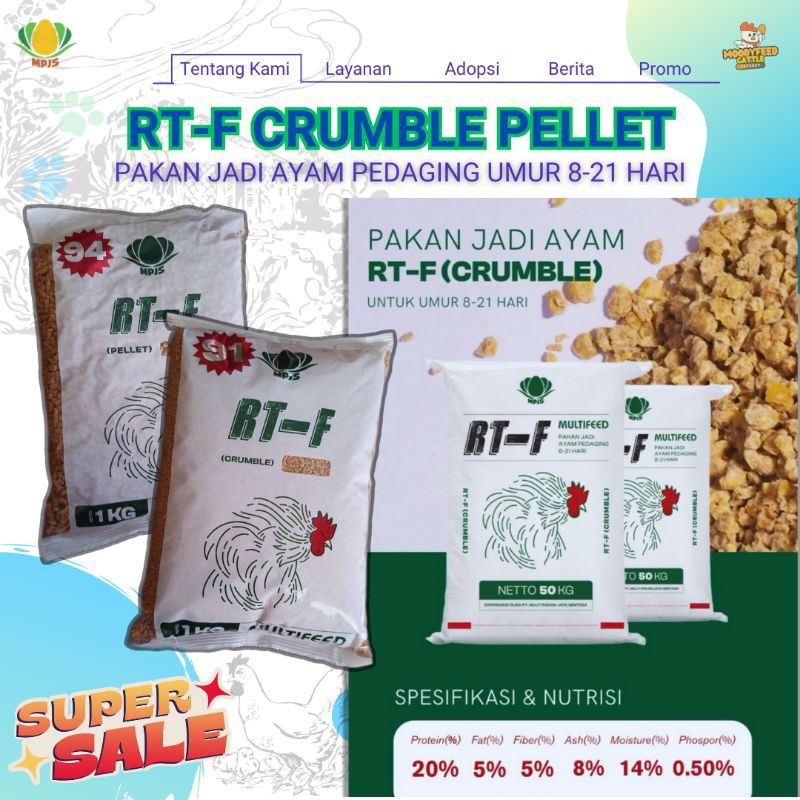Jual Pakan Ayam Pedaging Crumble dan Pellet Multifeed RT-F untuk Ayam ...