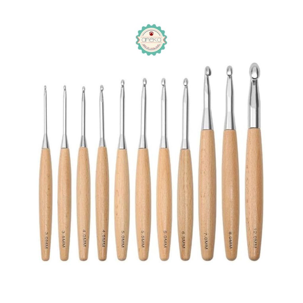 Jual KATALOG - Hakpen Handle Kayu / Alat Rajut / Crochet Solid Wood ...