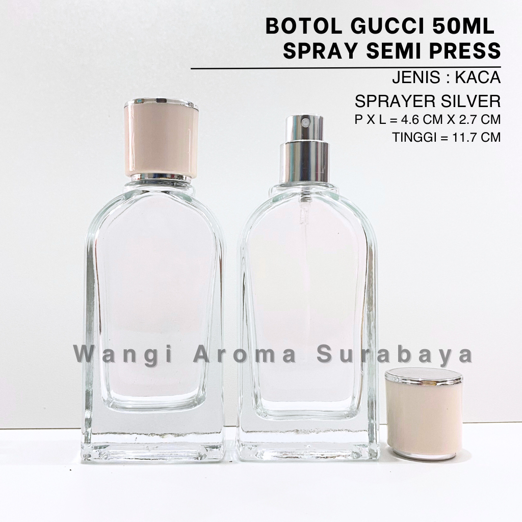 Jual Botol Parfum Gucci 50ML Semi Press Tutup Beige - Botol Parfum Kaca Kosong 50ML Semi Press ...