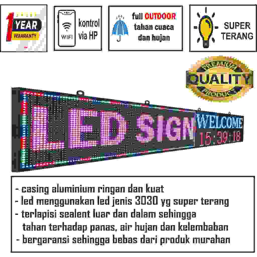 Jual running text full color rgb ukuran 200cm x 20cm custom bergaransi ...