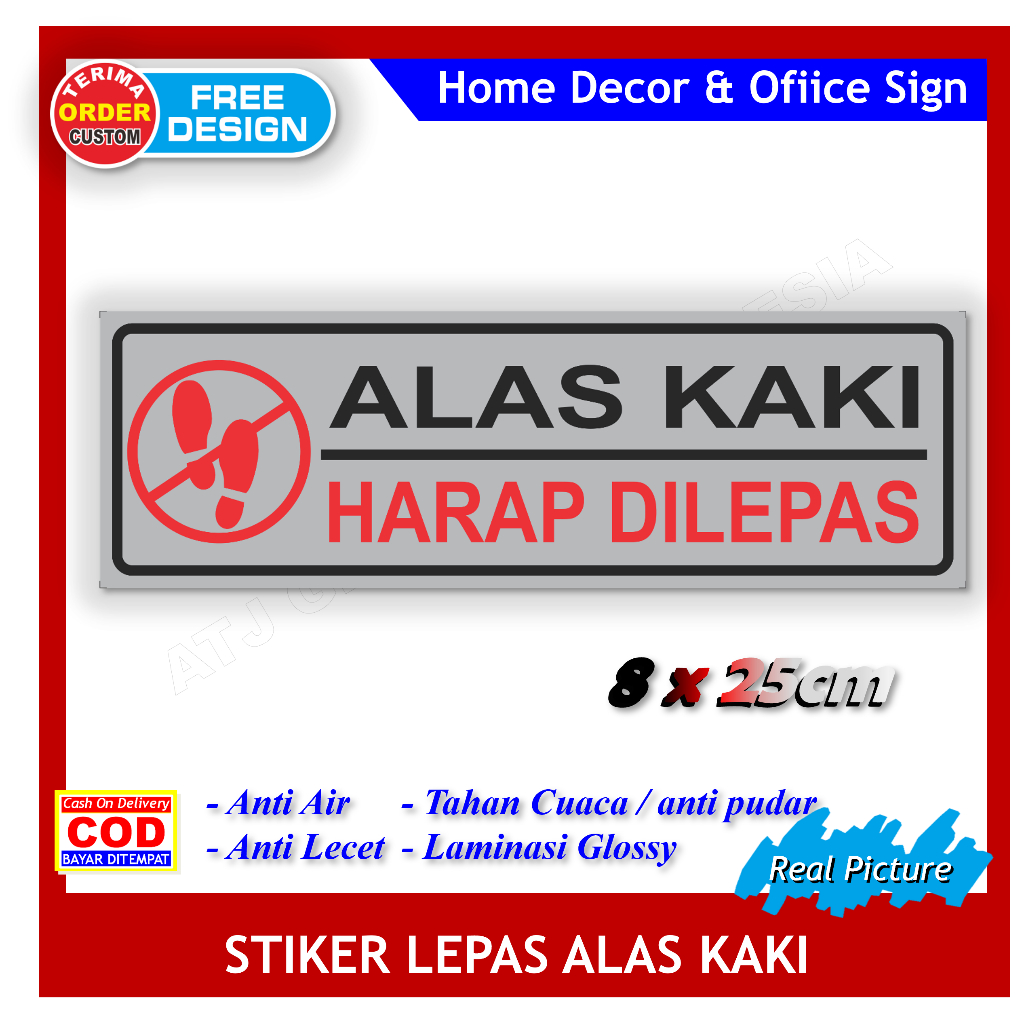 Jual Stiker alas kaki harap dilepas peringatan batas sandal sepatu ...