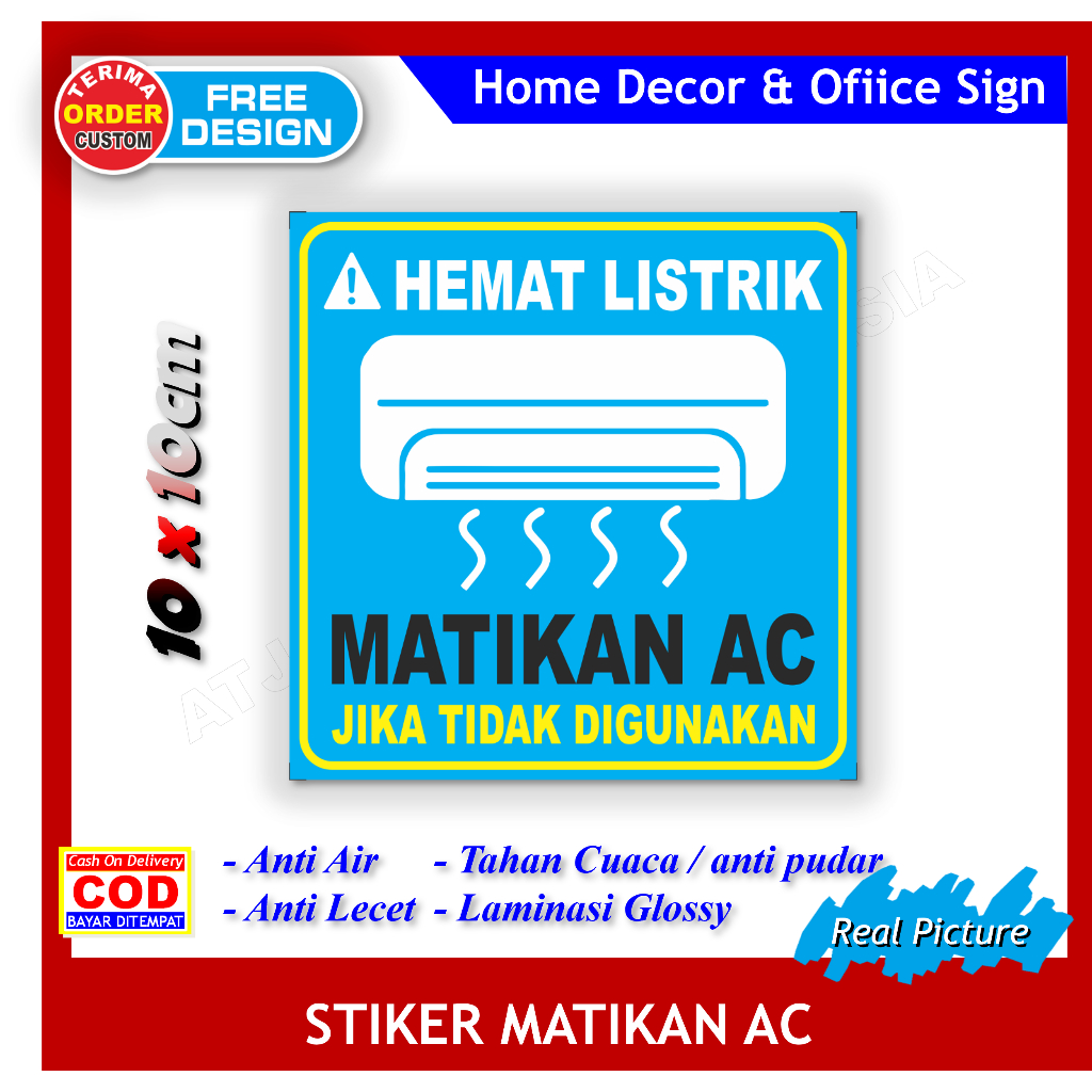 Jual Stiker matikan AC jika tidak digunakan sticker hemat listrik anto ...