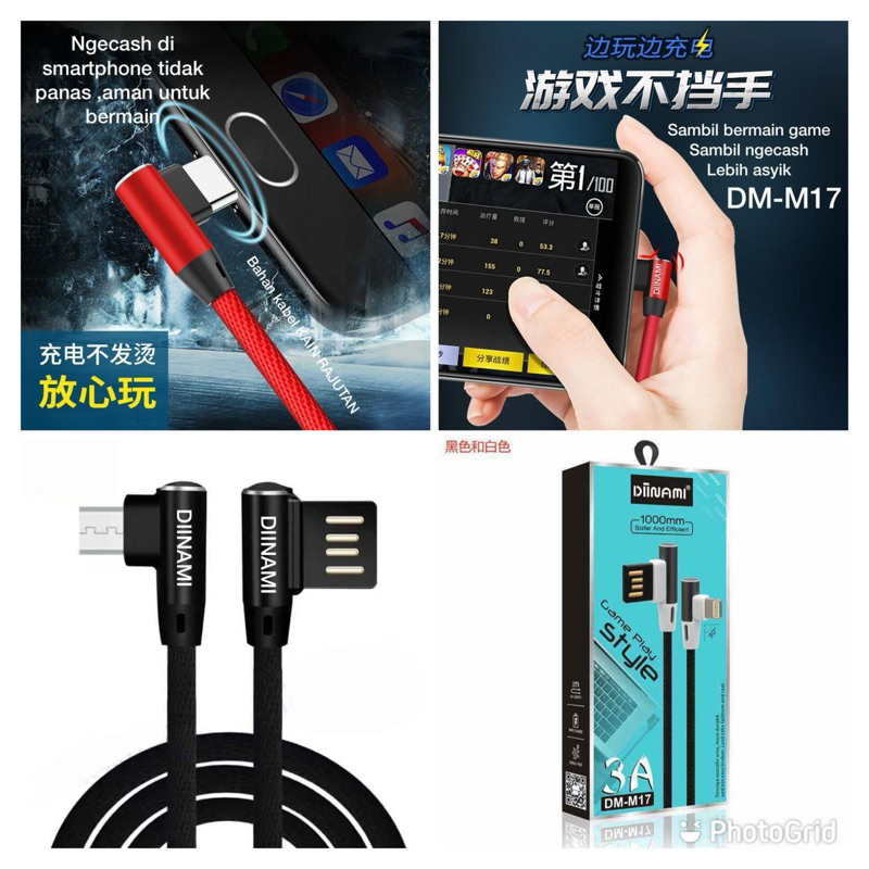 Jual Kabel Gaming Micro USB diinami m17 fast Charging bahan nylon tebal ...