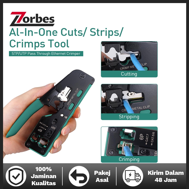 Jual Zorbes Alat Crimping RJ45 Heavy Duty dengan Pisau Baja SK5 Crimper ...
