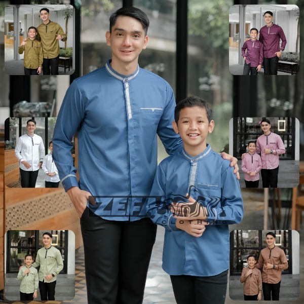 Jual Baju Koko Couple Ayah Dan Anak Laki-Laki Lengan Panjang Warna Burgundy Bahan Toyobo Import ...