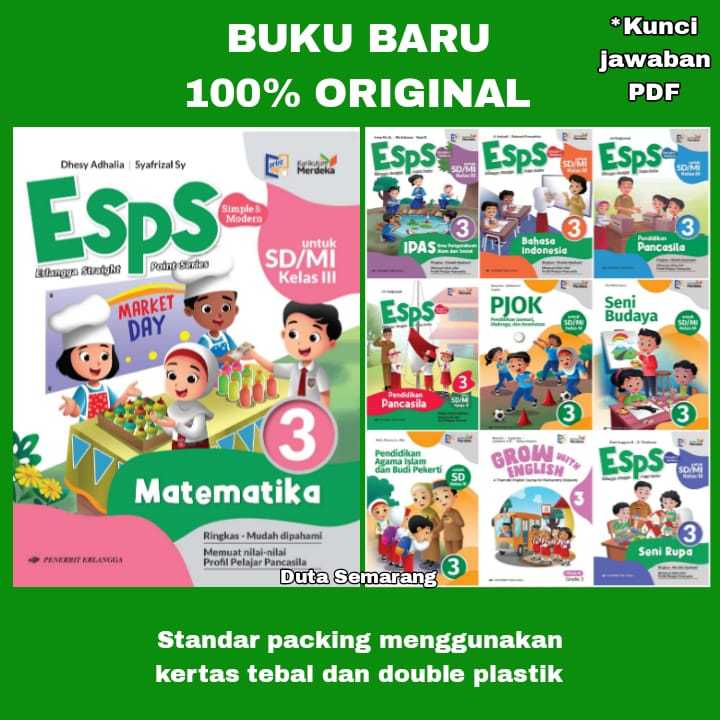 Jual Buku Esps matematika kelas 3 & pendidikan pancasila bahasa Indonesia seni budaya agama ...