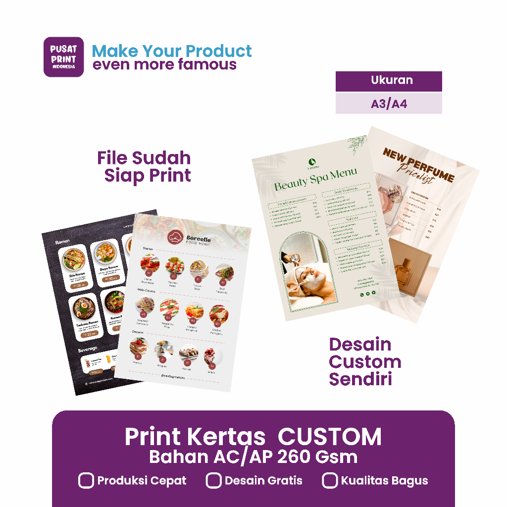 Jual Print Kertas Menu Dokumen Brosur dan lainya | Shopee Indonesia