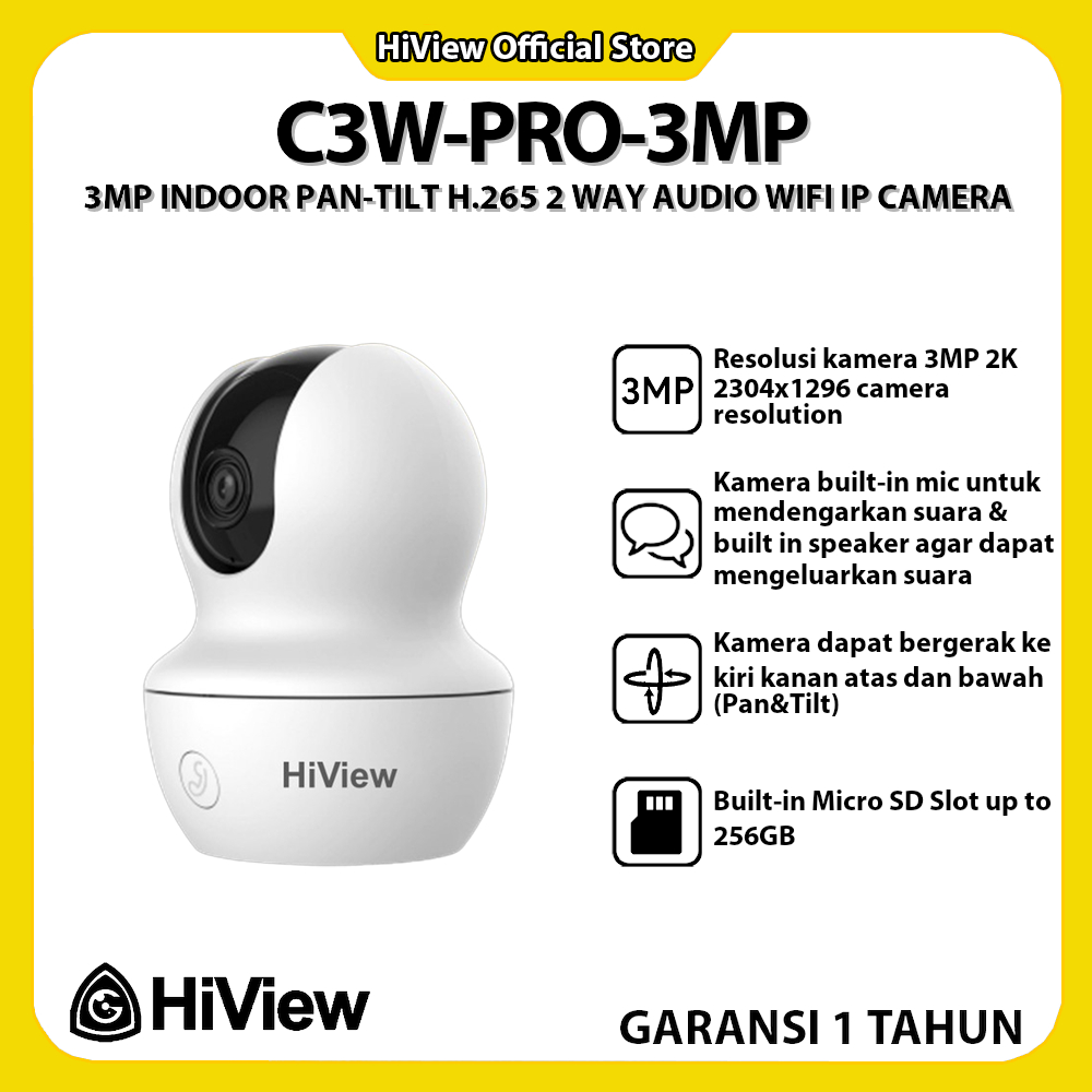 Jual HiView C3W-PRO 3MP Indoor Pan-Tilt H.265 2 Way audio Wifi Ip Camera | Shopee Indonesia