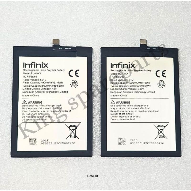 Jual BATERAI BATRE BATTERY INFINIX NOTE 40 X6853 X6852 / NOTE 40 PRO 5G ...