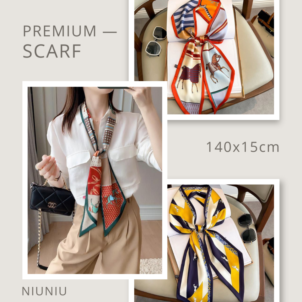 Jual Premium Neck Scarf/Silk Scarf/Scarf Leher Wanita/Motif Kuda ...