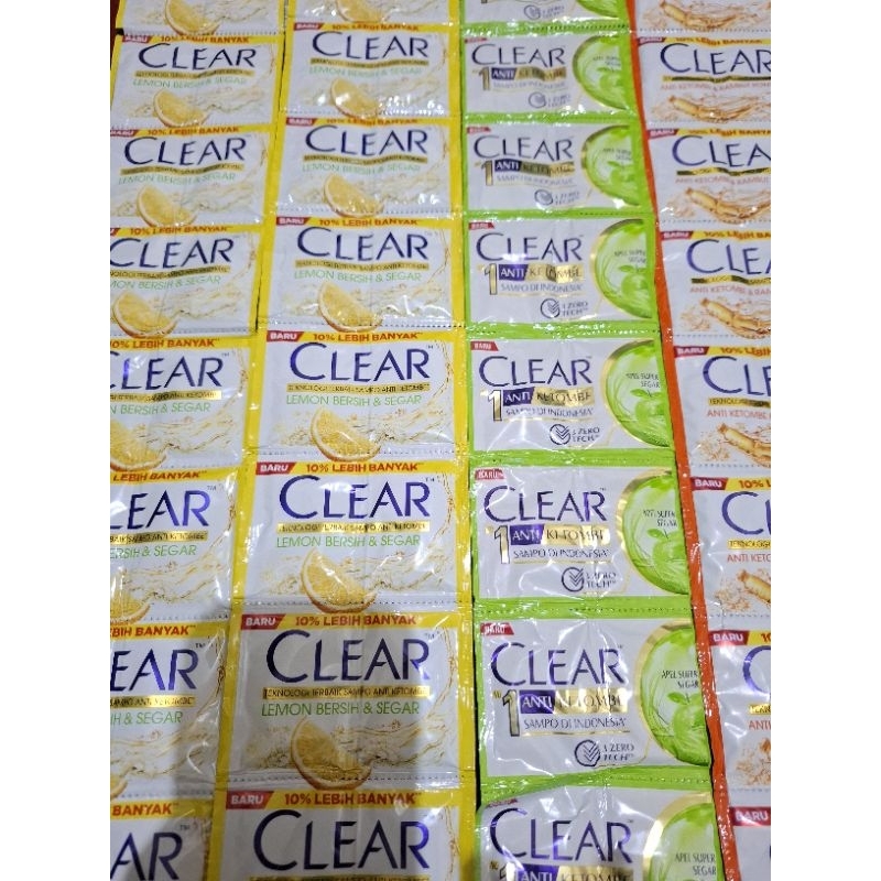 Jual CLEAR Shampoo 10 ml Sachet 1 renteng Isi 12 Sachet / Shampoo Clear ...